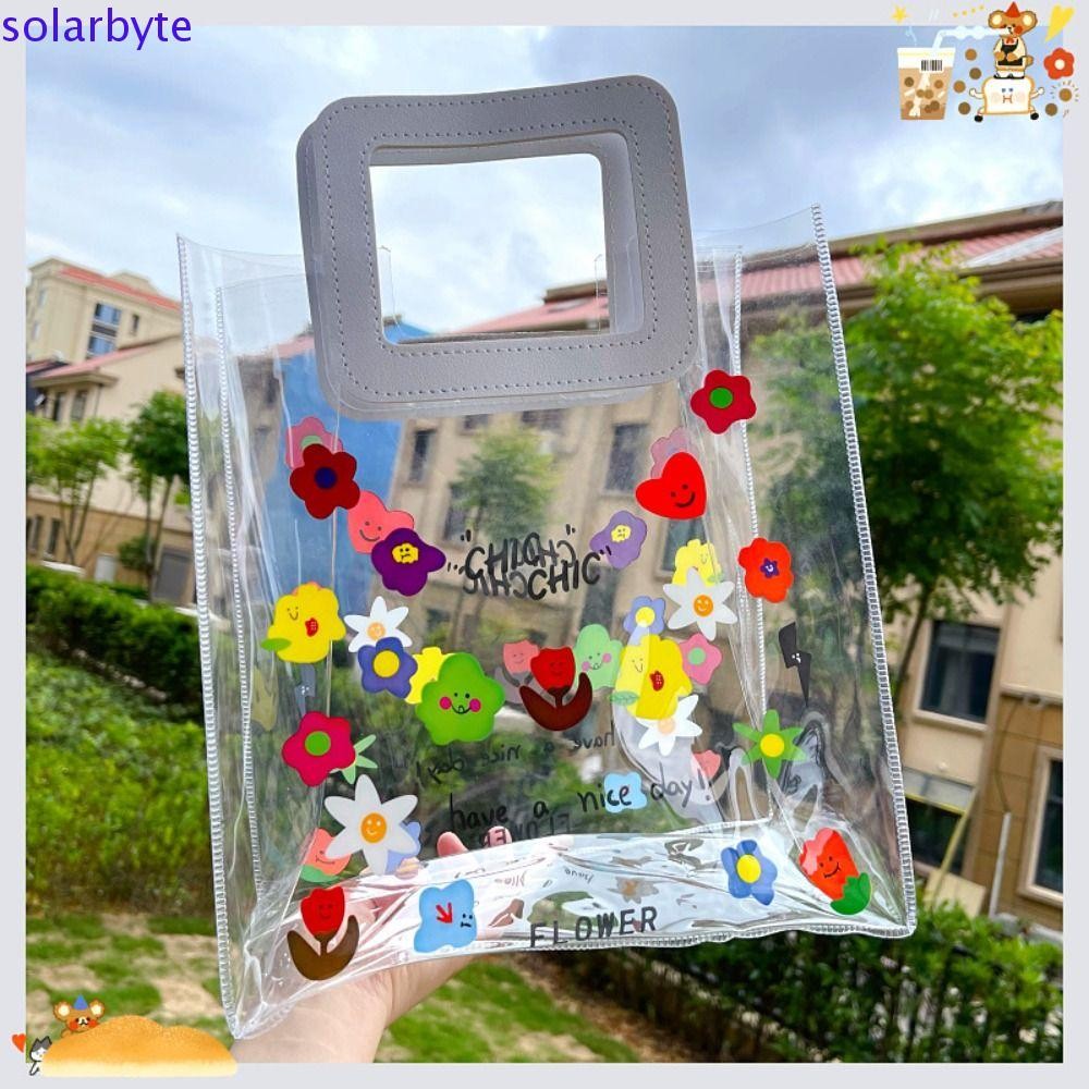 Solarbyte กระเป๋าใส PVC, ถุงของขวัญดอกไม้ กระเป๋าเยลลี่, Ins Tote Bag กระเป๋าขนมแต่งงาน Picnic ...