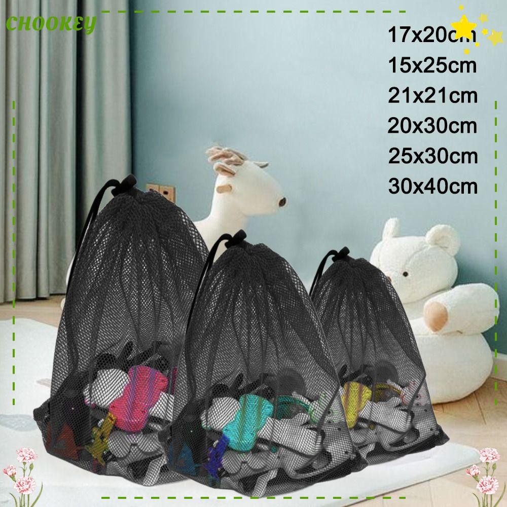 Chookey Drawstring Storage Pouch Bag, ถุงซักผ้าสีดําระบายอากาศได้, ถุง ...