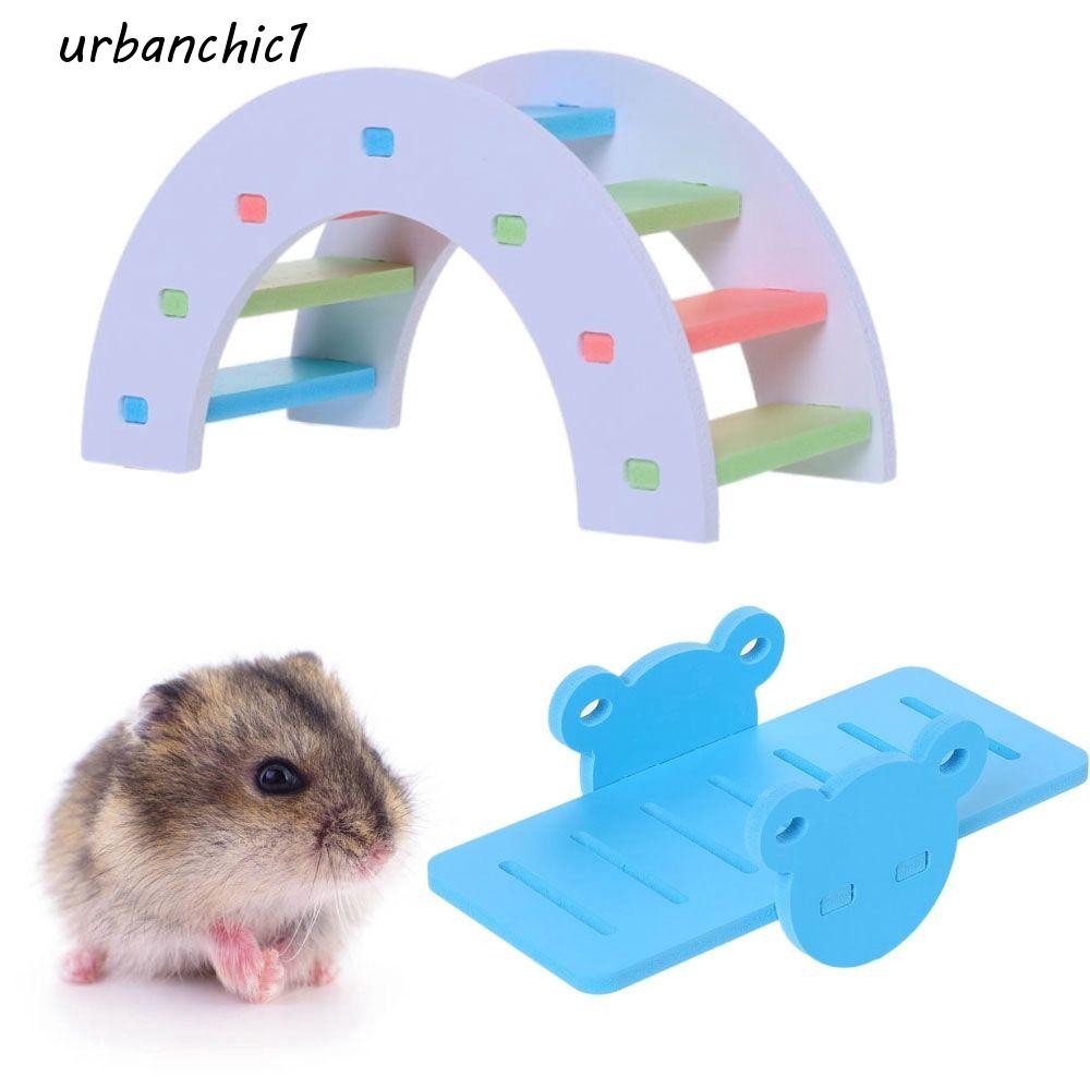 Urbanchic สัตว์เลี้ยงของเล่นกระดานหกสีสันตกแต่งเมาส์ Sleeping Nest บันไดสายรุ้ง Chinchilla ...