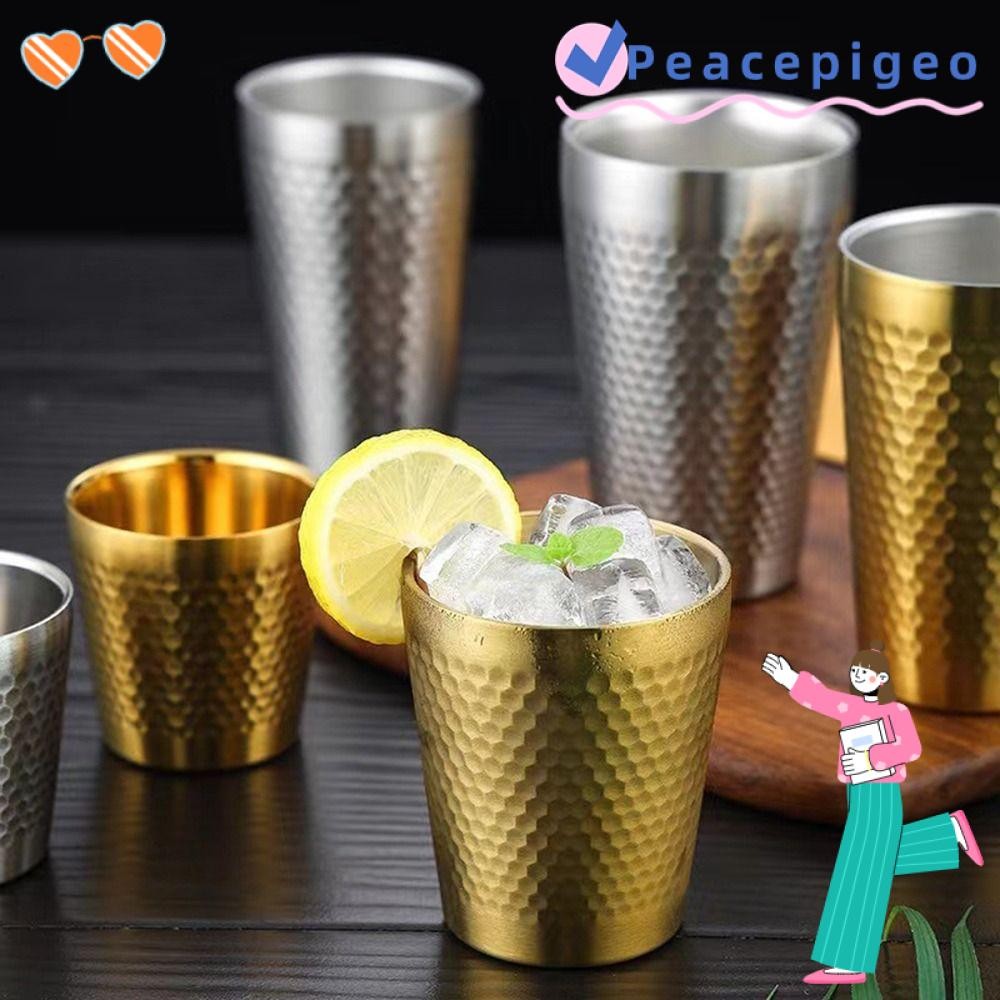 Peacepigeo ถ้วยเบียร์ผนังคู่, พื้นผิวค้อนสแตนเลสเครื่องดื่มเย็นถ้วย, ยุโรปเหนือ Anti-fall Anti ...