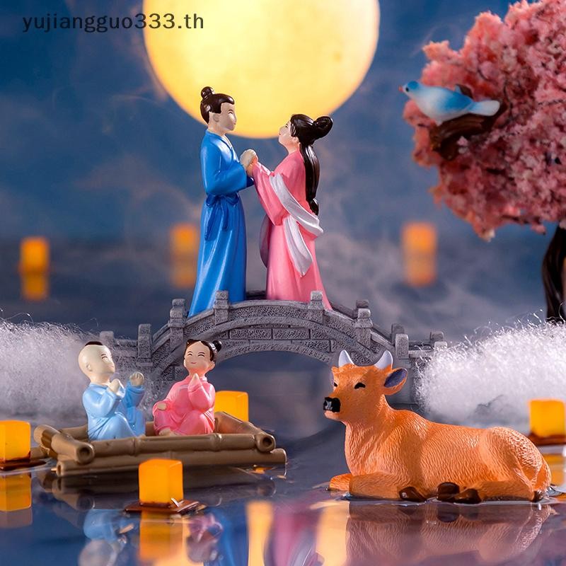 # Yujiang # 1 PC น่ารักการ์ตูนหวานคู่ตุ๊กตา Micro ภูมิทัศน์หัตถกรรม Miniatures Garden ตุ๊กตา ...