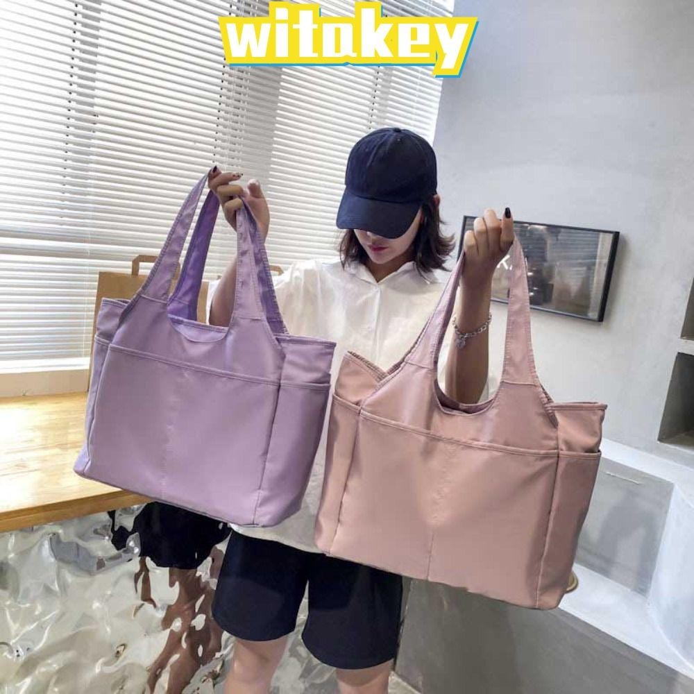 Witakey กระเป๋าถือ กระเป๋าสะพายไหล่ ทรงโท้ท ลําลอง ขนาดใหญ่ จุของได้เยอะ ใช้ซ้ําได้ สีพื้น ...