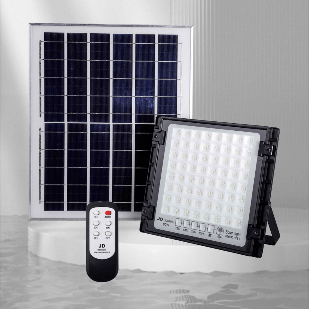 ShopKB JD โคมไฟสปอร์ตไลท์โซลาร์เซลล์ 60W พร้อมรีโมท รุ่นJTGD-8860D แสง ...