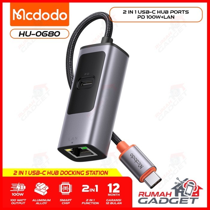 Mcdodo - 2 in 1 USB HUB LAN - Docking Station - PD 100W 5A - LAN RJ45 ...