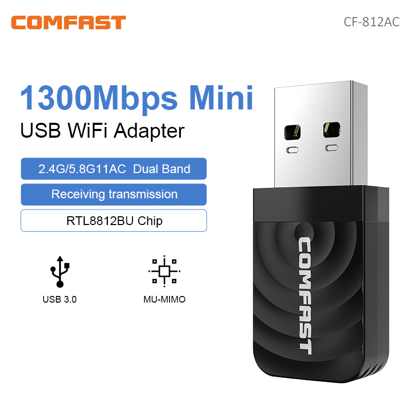 Comfast WIFI Adapter 1300Mbps ตัวรับสัญญาณ wifi คอมพิวเตอร์ 5G/2.4G ...