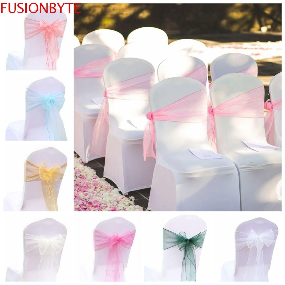Fusionbyte 5 ชิ้นเก้าอี้โบว์, Organza Reusable Organza เก้าอี้ Sashes Knot Bands, ทนทาน Bow Knot ...