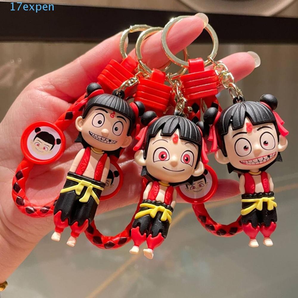 พวงกุญแจตุ๊กตา EXPEN Ne Zha, Kawaii Silica Gel Expression NeZha Doll ...