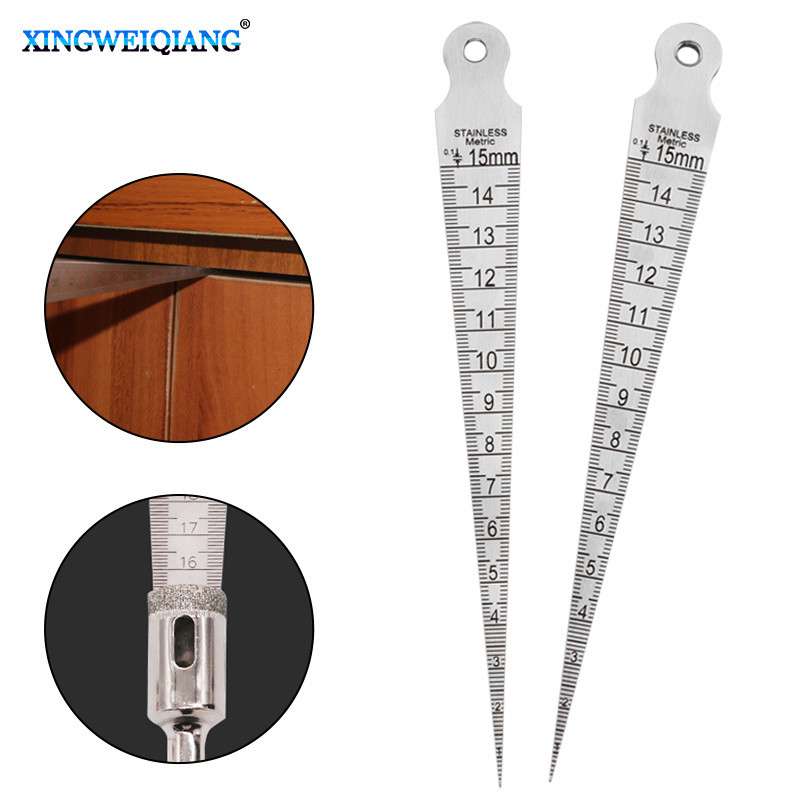 1-15 มม.Wedge Feeler Gauges สําหรับการวัด Clearance ไม้บรรทัด Gap ไม้ ...
