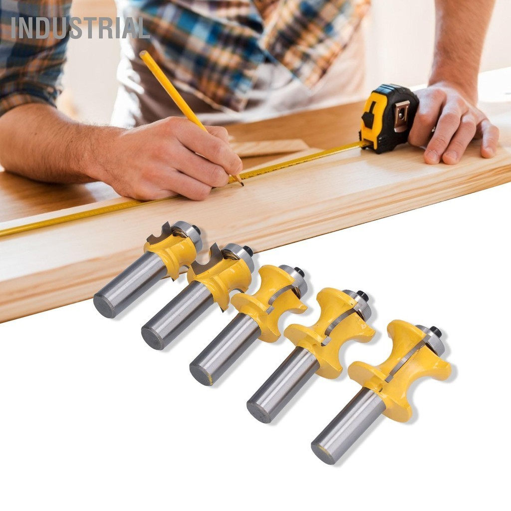 Industrial 5 ชิ้น 1/2in Shank Router Bit ครึ่งรอบ Bullnose เครื่องตัด ...