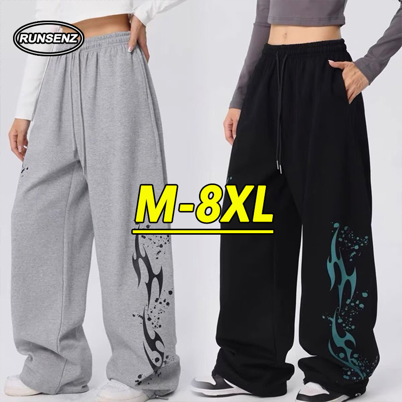 M-8xl เกาหลีอินเทรนด์ Baggy กางเกงขายาวผู้ชายผู้หญิงลําลองหลวมขากว้าง Plus ขนาดกางเกง Unisex ...