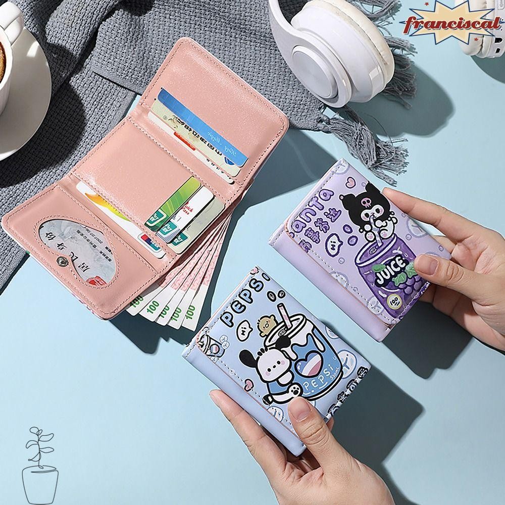 Franciscal บัตรเครดิต Holoder, PU หนัง INS สไตล์ SANRIO กระเป๋าใส่เหรียญเงิน, Mini 3 พับ Pooh ...