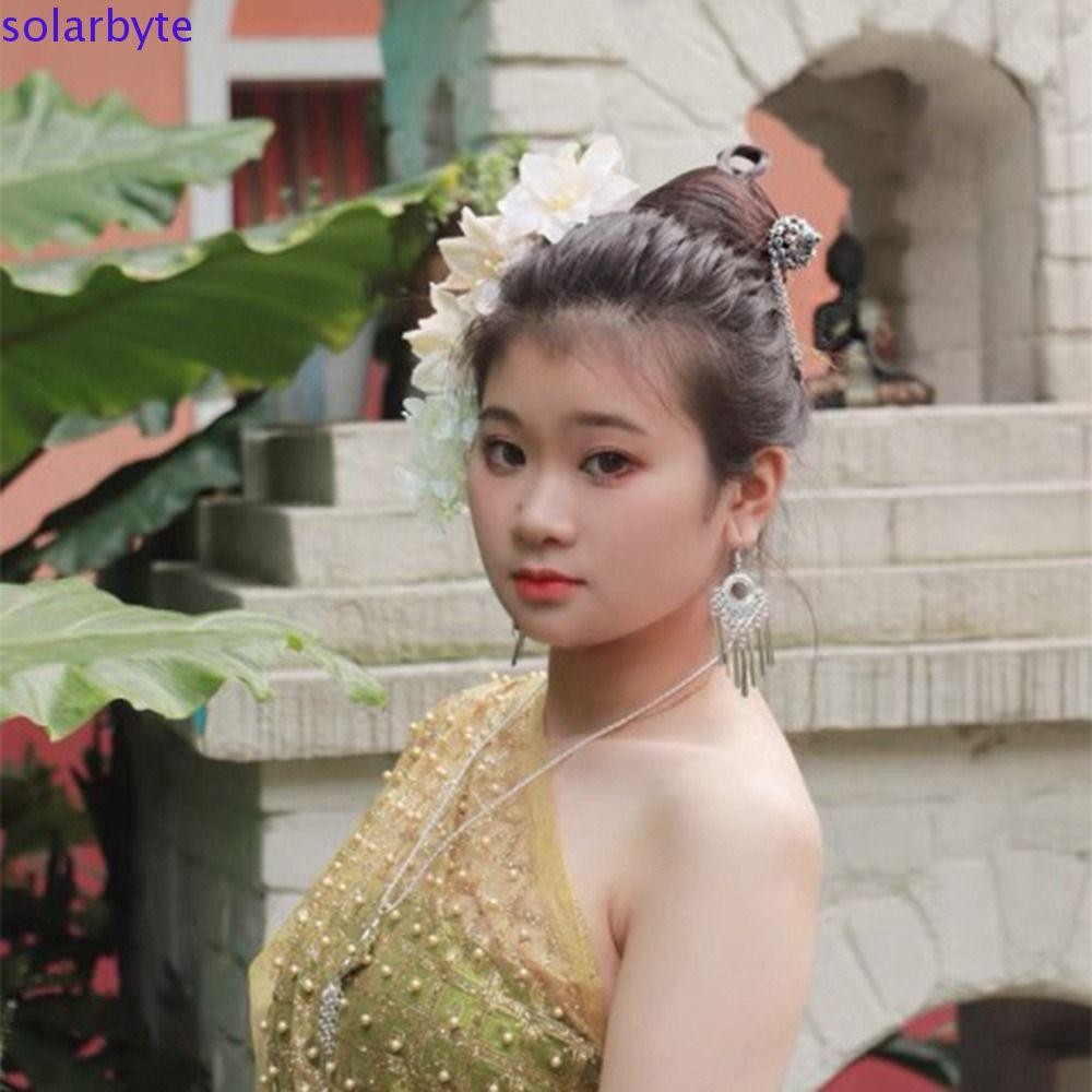 Solarbyte ไม้ผมโลหะคลาสสิกโบราณโบราณ Hanfu Headwear เจดีย์ใบชาติพันธุ์เครื่องแต่งกายอุปกรณ์เสริม ...