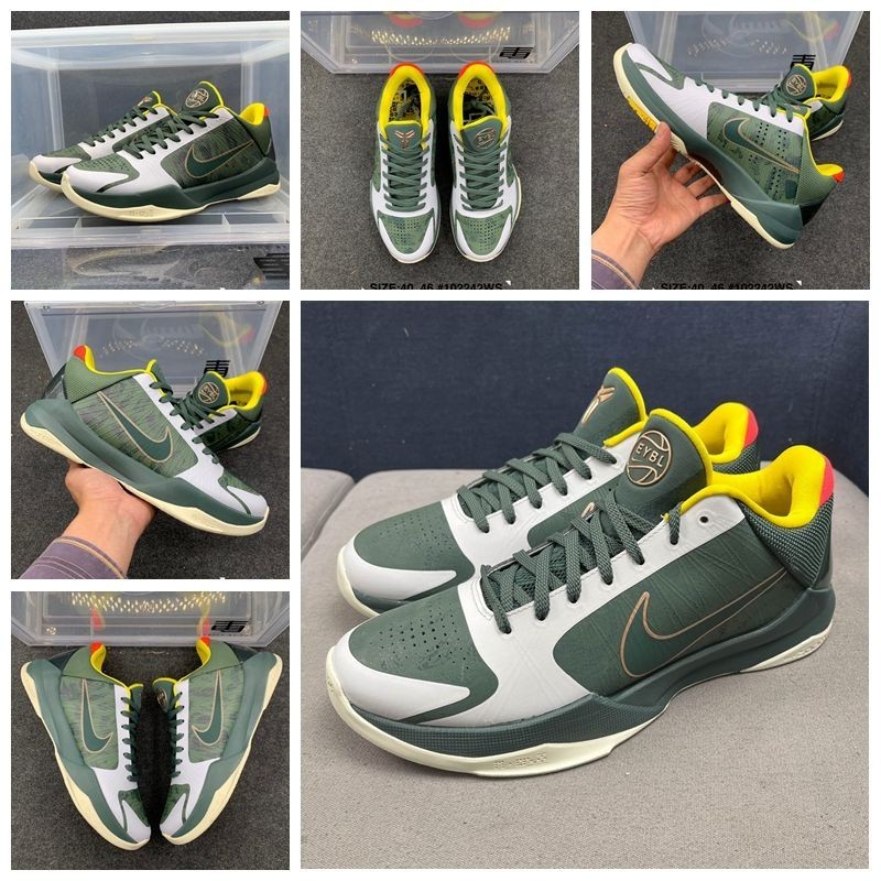 Kobe 5 ZK5 Kobe 5 Generation สีเทาสีเขียวรองเท้าบาสเก็ตบอลคาร์บอน ...