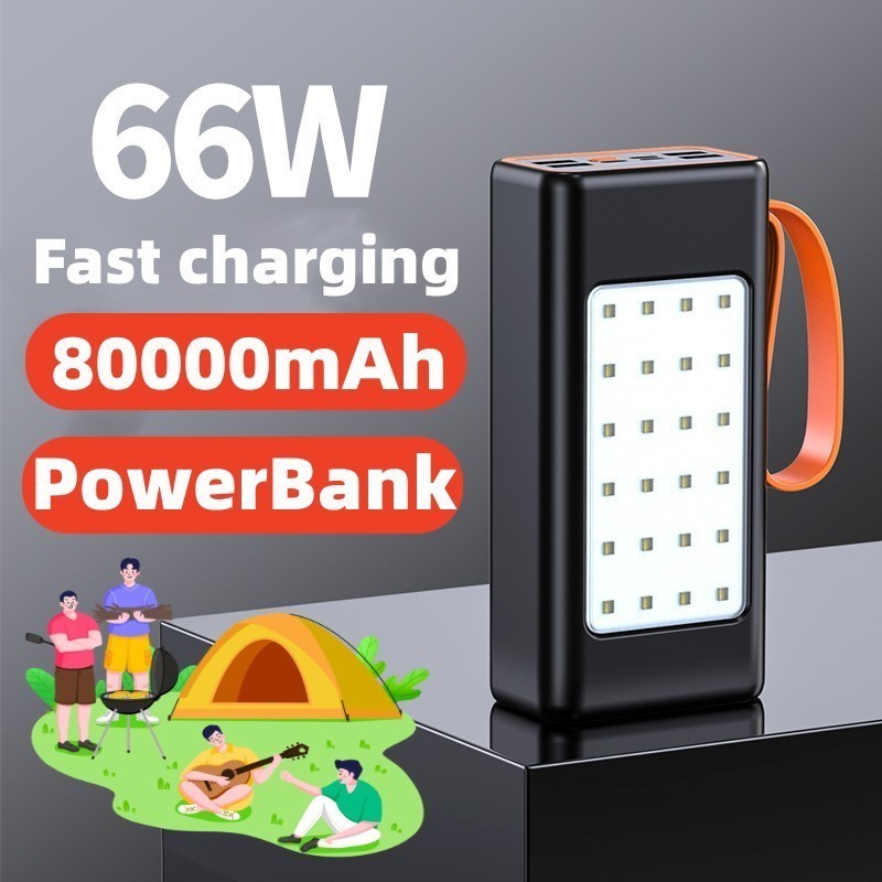Powerbank 80000mAh พาวเวอร์แบงค์ ชาร์จเร็ว 66W 5 เอาต์พุต 5 อินพุต เ ...
