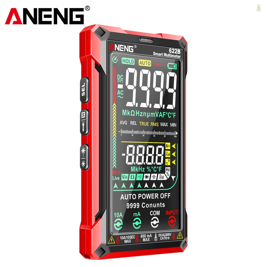 Aneng เครื่องทดสอบมัลติมิเตอร์แบบดิจิตอล Smart Touch Auto-Ranging 9999 นับชาร์จ Anti-burning Ohm ...