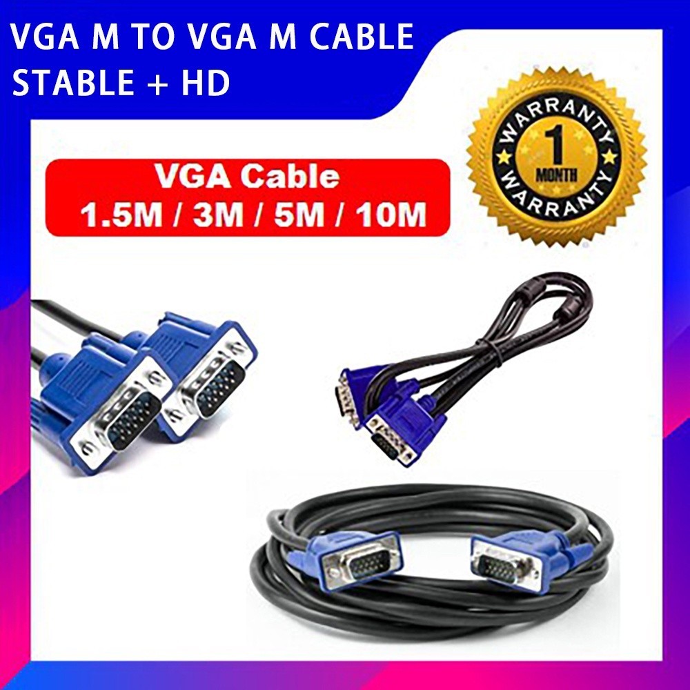 จัดส่งที่รวดเร็วVga To Vga Cable 1.5M/3M/5M 15Pin Vga Male To Male ...