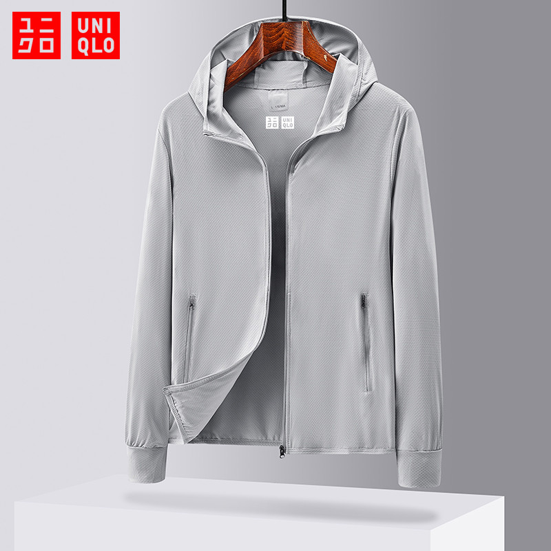 S-4XL Uniqlo เสื้อคลุมกันแดดชาย เสื้อแจ็คเก็ตสตรีมีฮู้ดกันลมและกันแดด เสื้อกีฬาระบายอากาศ ...
