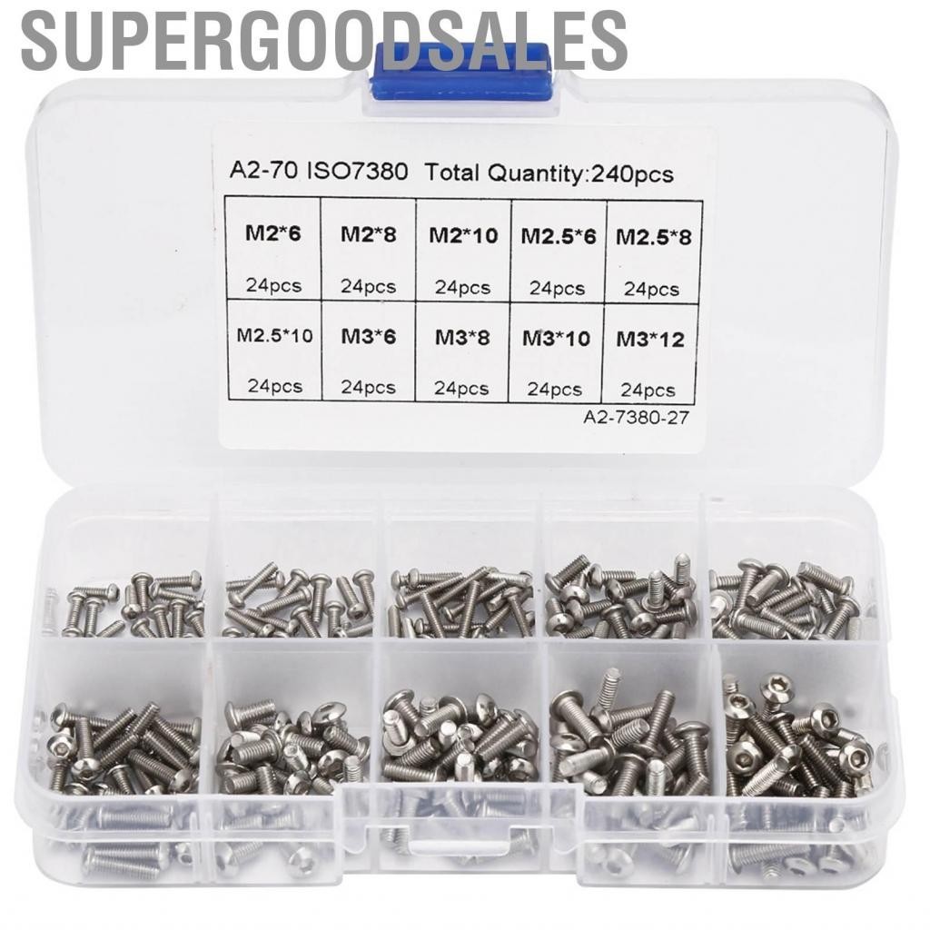 Supergoodsales 240 ชิ้น M2x6/M2x8/M2x10/M3x6/M3x8/M3x10/M3x12/M2.5x6/M2 ...