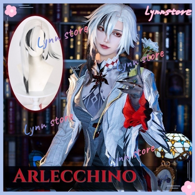 Genshin Impact ARLECCHINO ชุดคอสเพลย์ คอสเพลย์ อนิเมะ SNEZHNAYA FATUI THE KNAVE ชุดยูนิฟอร์ม วิก ...