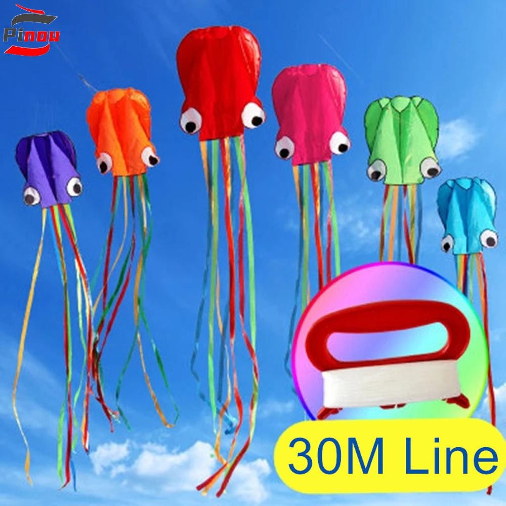 Pinou Octopus kite Flying Tool Easy To Fly Long Tail kite ปลาหมึกยักษ์ ...
