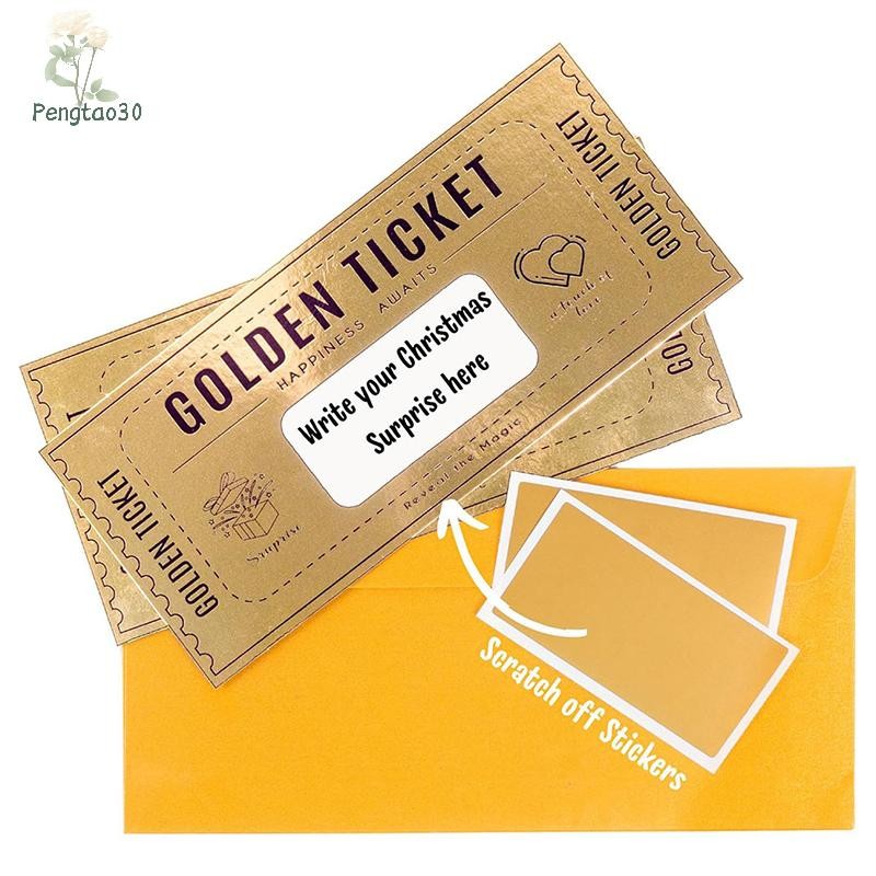 [Eao] 1 ชุด Deluxe Golden Ticket Surprise Scratch Off Card Christmas ...