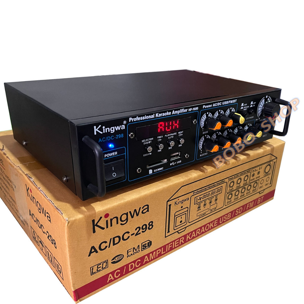 เครื่องแอมป์ขยายเสียง amplifier HP-1600 POWER AC/DC 200W (RMS) Bluetooth เล่นUSB MP3 SDCARD 2 ...