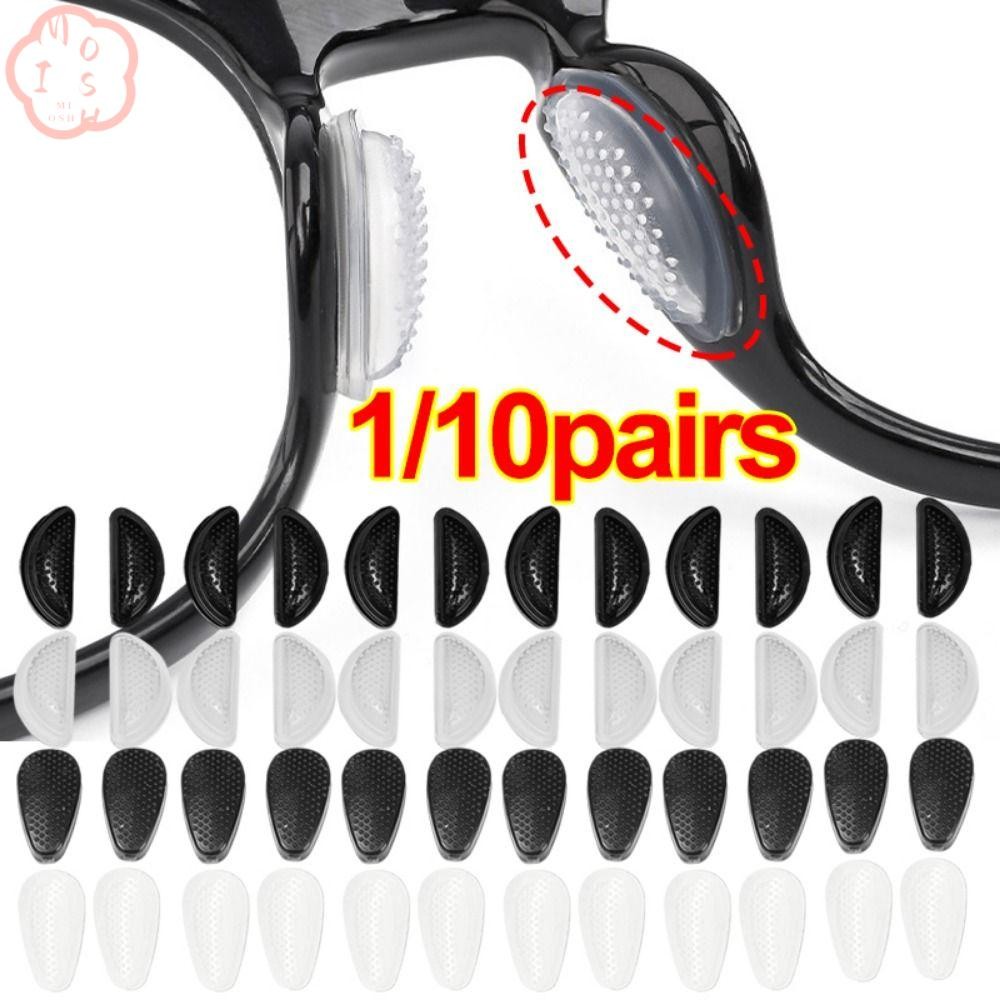 Mioshop 10 คู่แผ่นรองจมูกแว่นตา, ซิลิโคนที่มองไม่เห็นจมูกรองรับ, อุปกรณ์เสริมแว่นตากันลื่นแบบใส ...