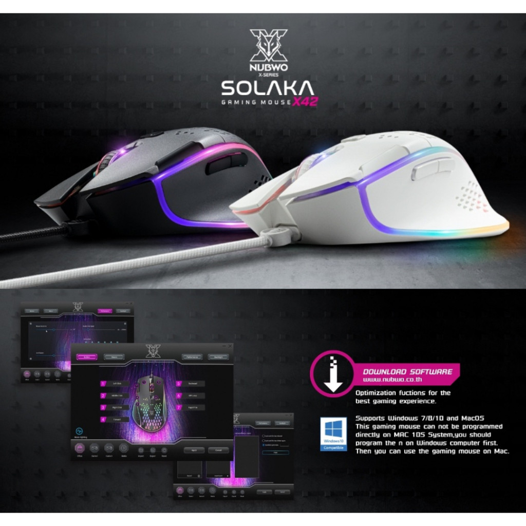 ( ประกัน1ปี) NUBWO X42 SOLAKA GAMING MOUSE เมาส์เกมมิ่ง [HITECHubon ...