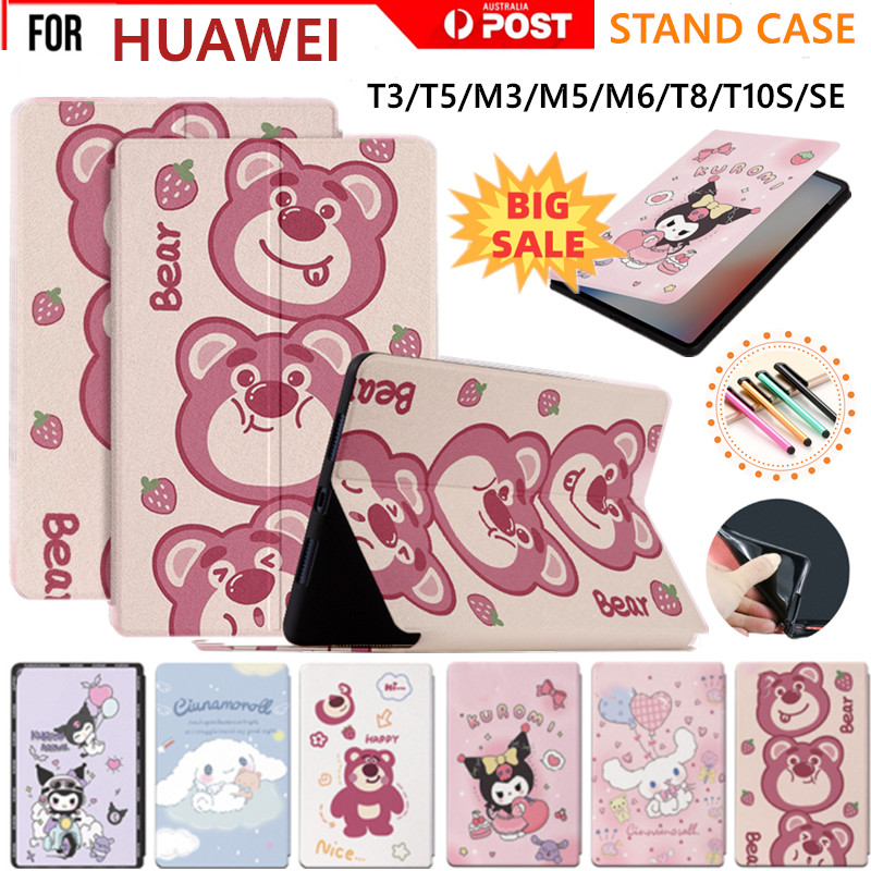 เคสหนัง ฝาพับ ลายการ์ตูนน่ารัก กันกระแทก สําหรับ Huawei MediaPad T3 T5 M3 M5 M6 Lite 8.0 นิ้ว 8. ...
