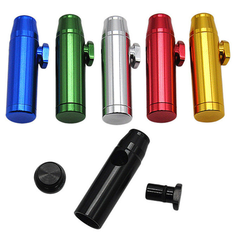 ทนทาน Metal Aluminium Nasal Bullet Snuff Dispenser Snorter Rocket Shape ...