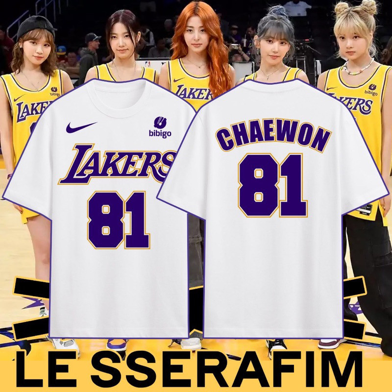 เสื้อกีฬาแขนสั้น ลายทีม Lakers Jersey LE SSERAFIM สไตล์เกาหลี สําหรับ ...