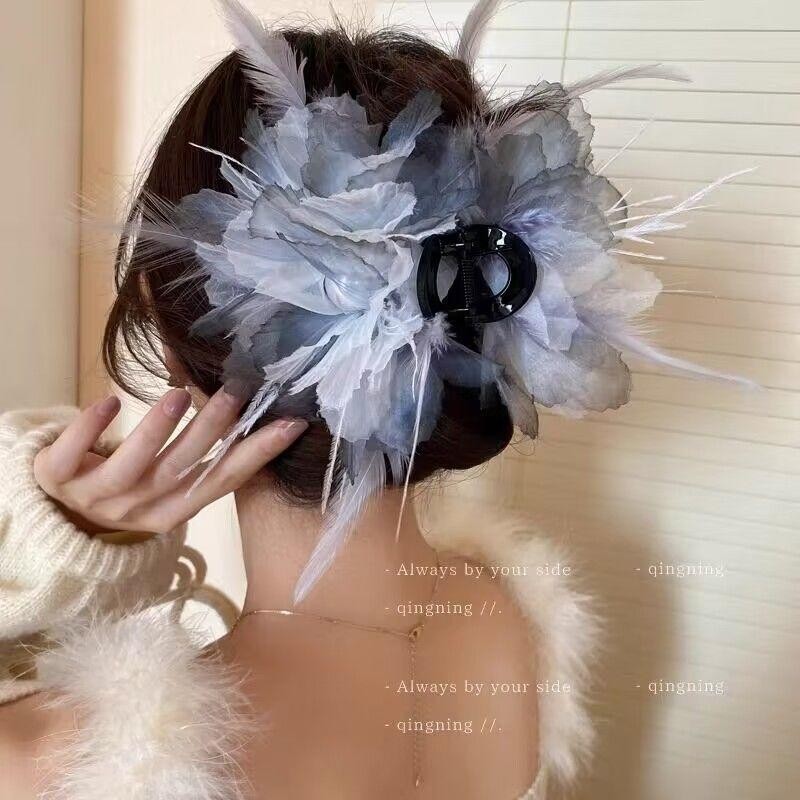 French Feather ขนาดใหญ่ High-End Mori กิ๊บติดผมหญิง | Shopee Thailand