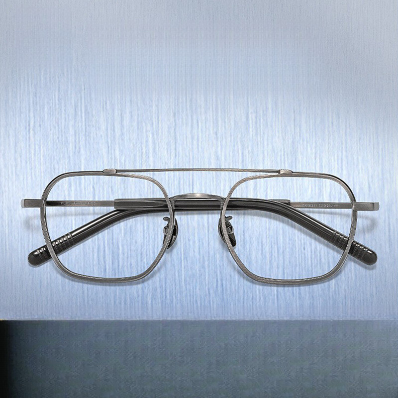High-end Double-Beam Pure Titanium แว่นตาชายธุรกิจ Casual แว่นตานักบิน ...