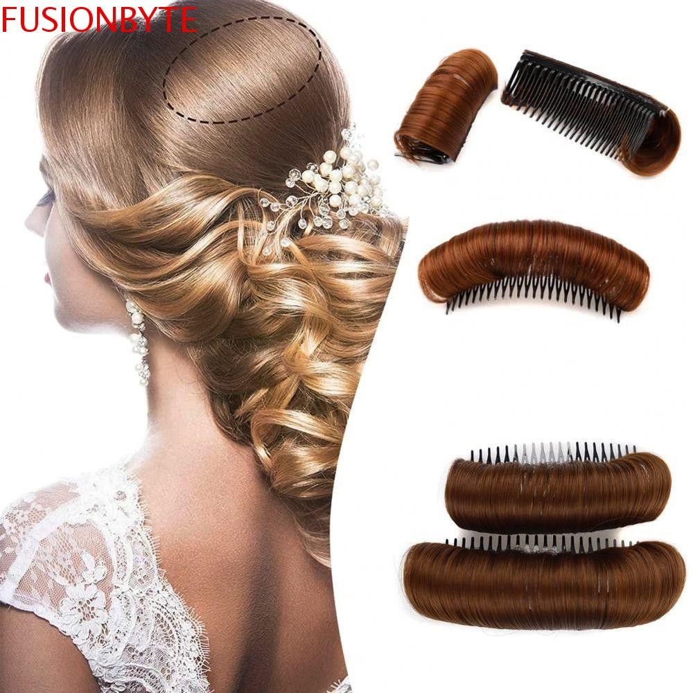 Fusionbyte แผ่นขนปุยสีน้ําตาลวิกผมสีดําเบาะเจ้าหญิงเครื่องมือจัดแต่งทรงผมหวีผม Hairpin กิ๊บติดผม ...