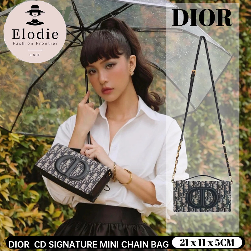 ดิออร์ Dior CD SIGNATURE Mini Chain Bag กระเป๋า Messenger สำหรับ ...