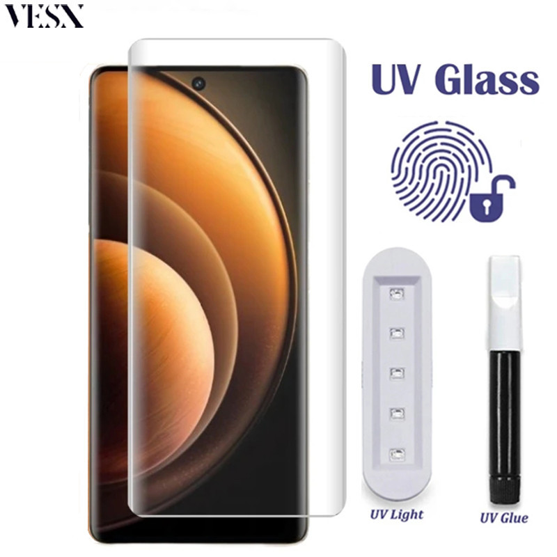 ฟิล์มกระจกกาว UV รุ่นใหม่ล่าสุด แบบจอโค้ง VIVO X200 X100 Ultra X90 X80 X70 X60 Pro+ Pro Plus 4G ...