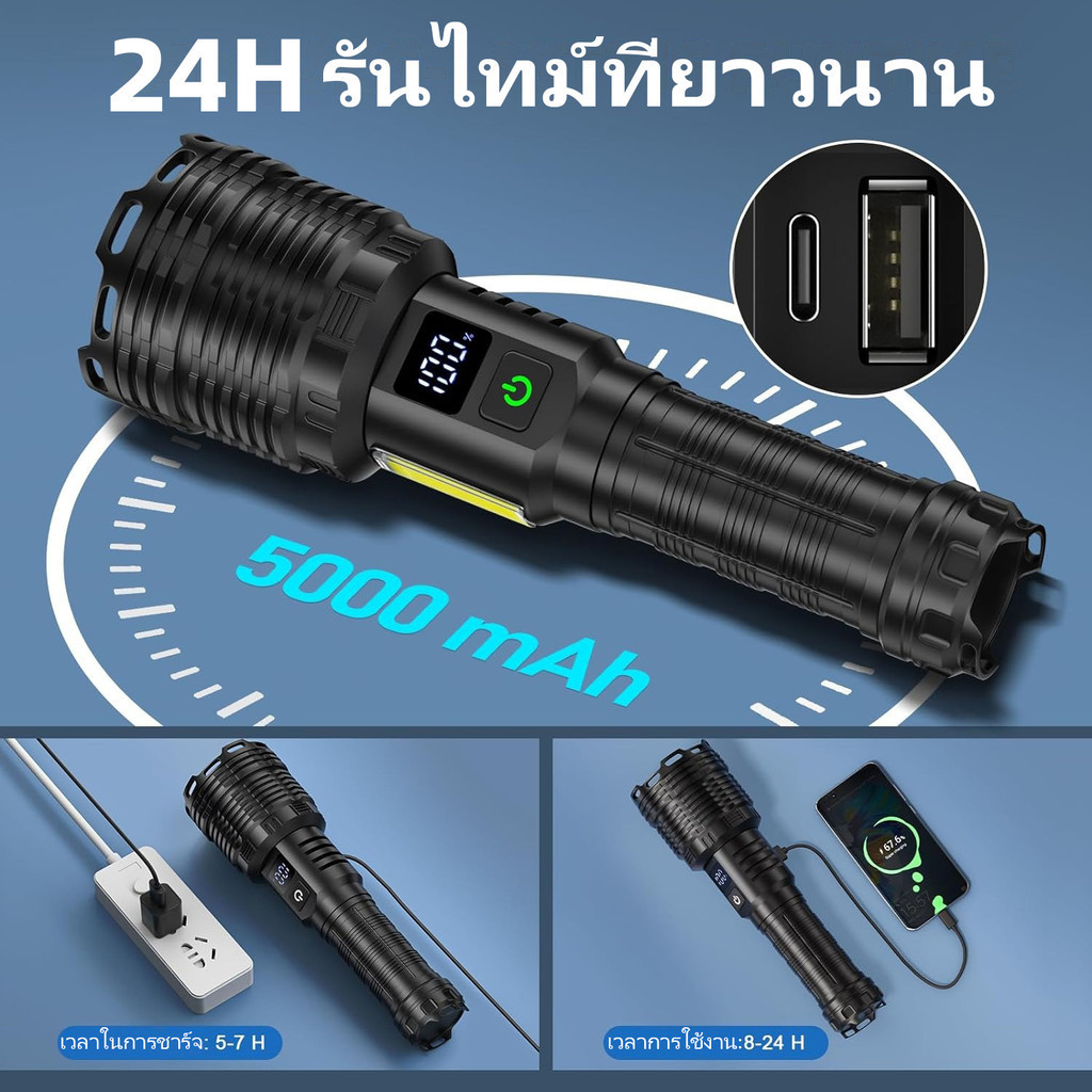 Yoniiไฟฉาย LED แบบชาร์จไฟได้สูง,ไฟฉาย Telescopic แบบใช้มือถือน้ำหนักเบา ...
