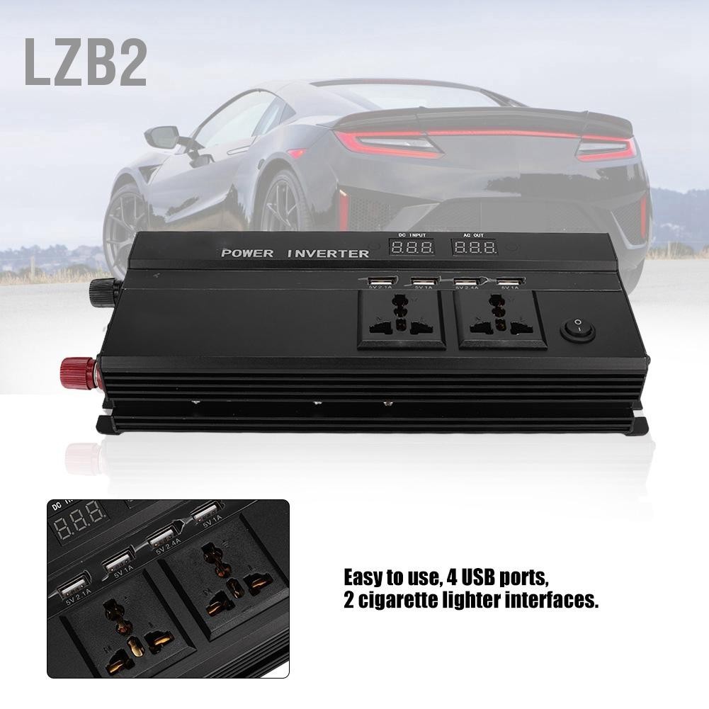 LZB2 5000W 12V ถึง 220V จอแสดงผล LCD รถ อินเวอร์เตอร์แปลงไฟอะแดปเตอร์ชาร์จ USB | Shopee Thailand