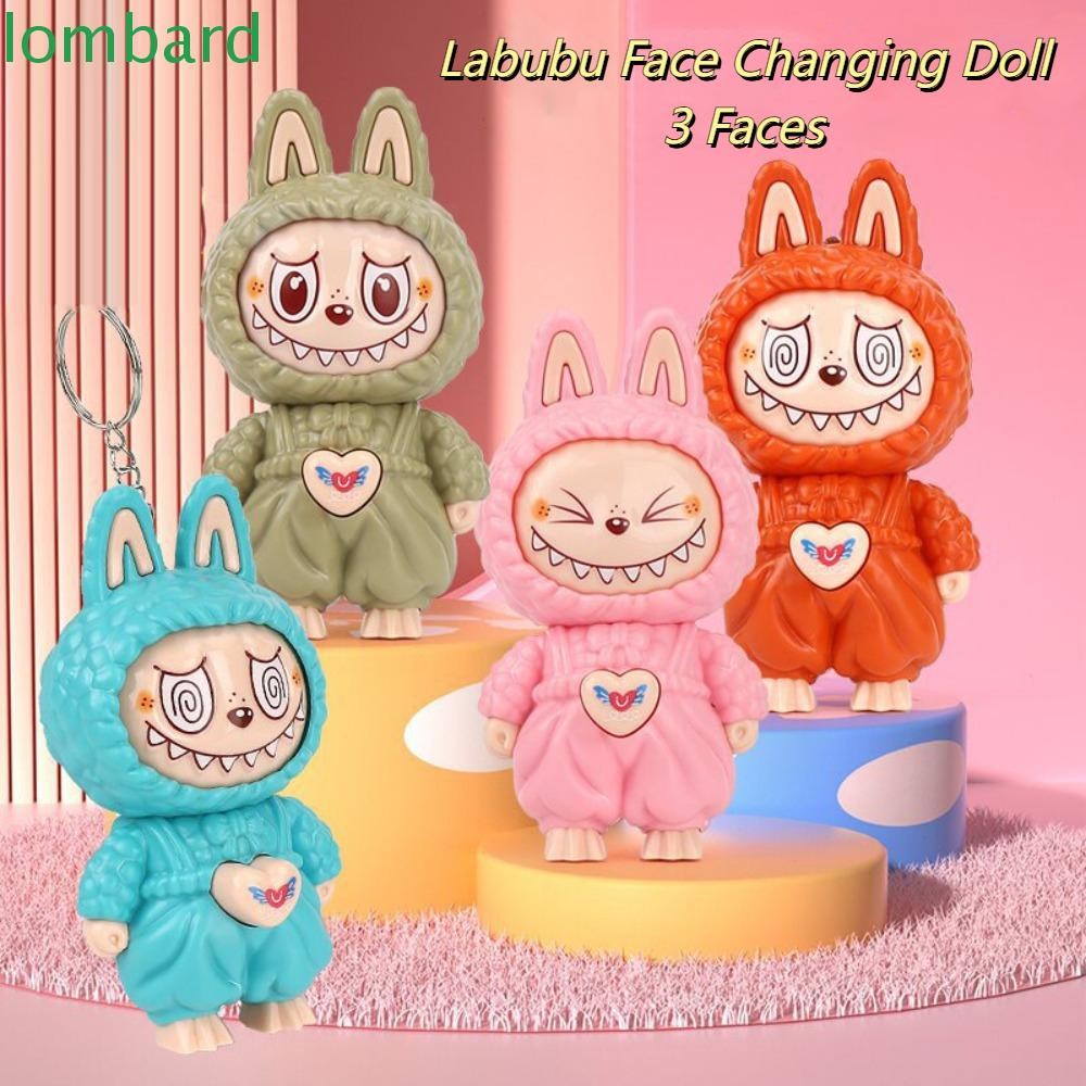 Lombard Labubu ตุ๊กตาเปลี่ยนหน้า,พร้อมพวงกุญแจ 3 Facial Labubu Face ...