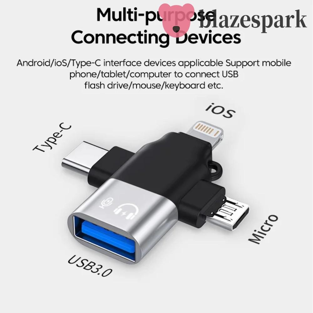 Blazespark 3 in 1 OTG Converter, USB 3.0 ประเภท C 3 in 1 OTG อะแดปเตอร์,อุปกรณ์เสริม Micro USB ...
