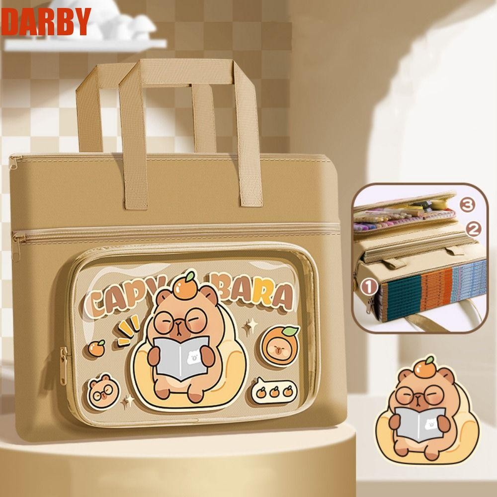 Darby Capybara Tote กระเป๋านักเรียน, Kawaii การ์ตูน Capybara กระเป๋ากวดวิชา, Mutli-Purpose ...