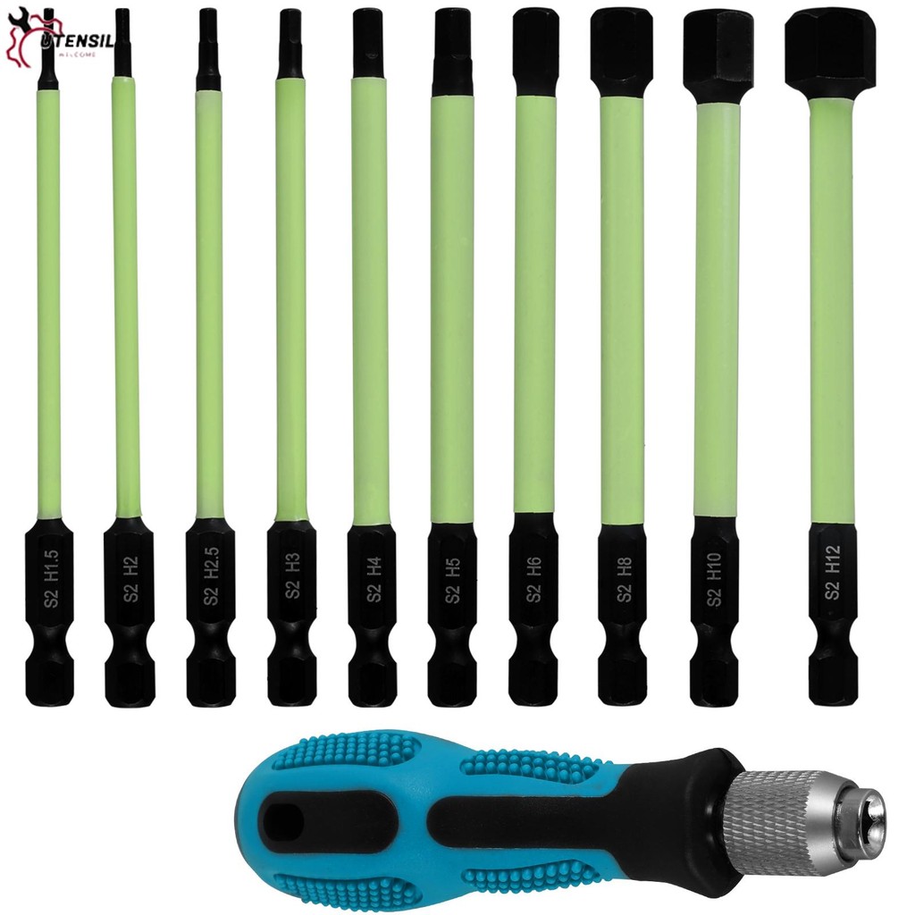 10 ชิ้น Hex หัวไขควงชุด Bit 1/4 นิ้ว Hex Shank Magnetic Tip Hex Bit ชุด ...