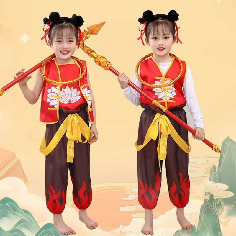 [ร้านขายร้อน] เสื้อผ้าเด็กผู้ชาย Nezha cos สำหรับเด็ก Magic Boy เครื่อง ...