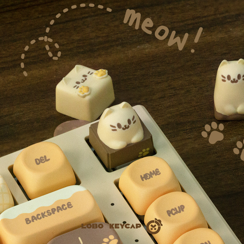 Meow Cat Keycap น่ารักการ์ตูน MX สวิทช์คีย์บอร์ด Handmade เรซิ่น 3D อะ ...