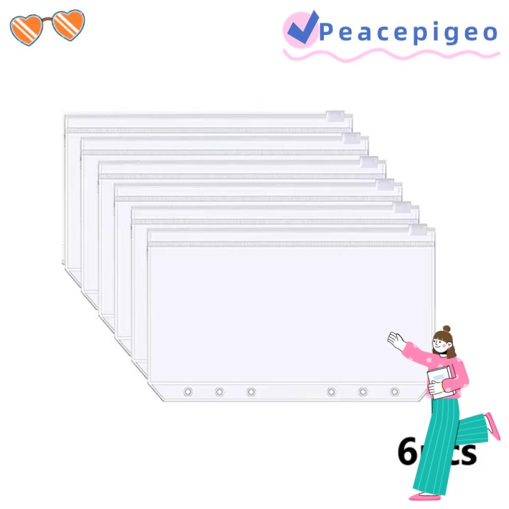 Peacepigeo 6 ชิ้น 6 หลุม Binder กระเป๋า,กันน้ําโปร่งใสซิป Binder กระเป๋า, A6 PVC ใบเสร็จรับเงิน ...