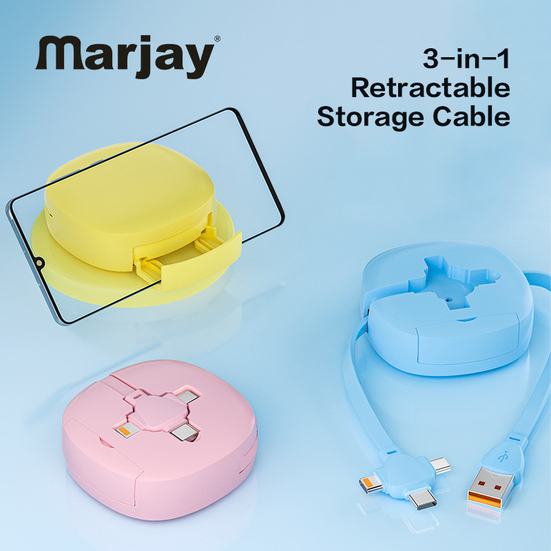 Marjay 3-in-1 กล่องเก็บสายชาร์จ 100W ทรงสี่เหลี่ยม สีมาการอง สําหรับ ...