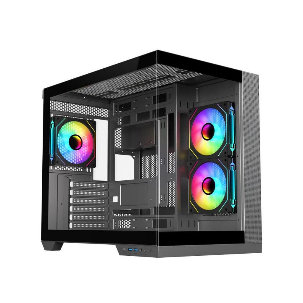 SAMA NEVIEW A721 Black Tempered Glass ATX Airflow Mid Tower Case ...