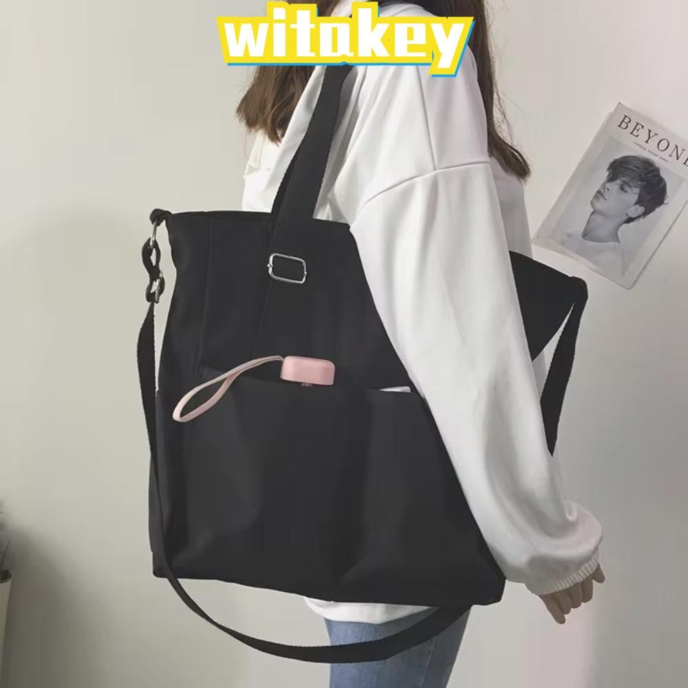 Witakey Tote Bag กระเป๋าสะพายสีทึบความจุขนาดใหญ่หลายกระเป๋ากระเป๋าสะพายข้างกันน้ําหญิง | Shopee ...