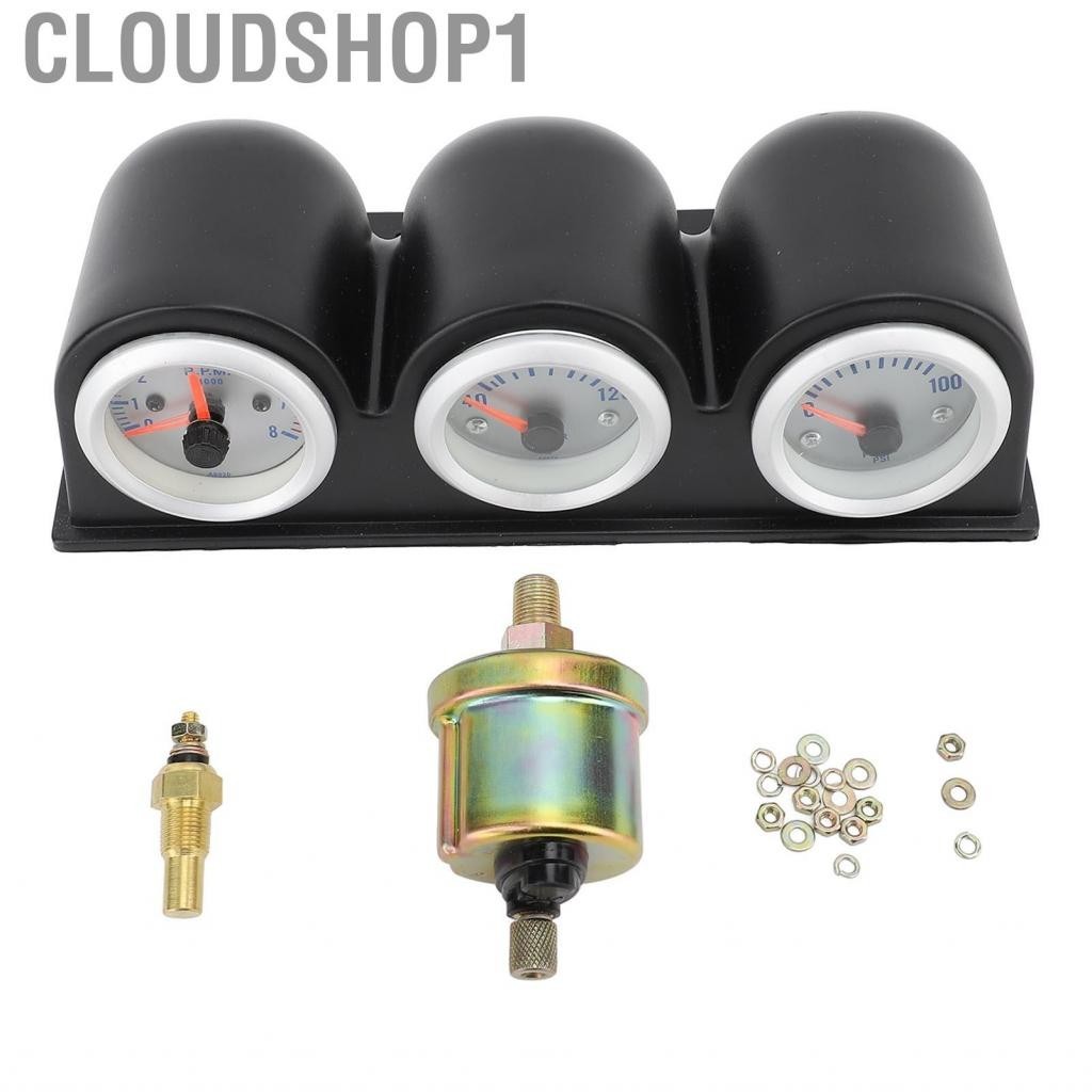 Cloudshop1 Water Temp Tachometer Oil Pressure Meter 3 in 1 Car Gauge ...