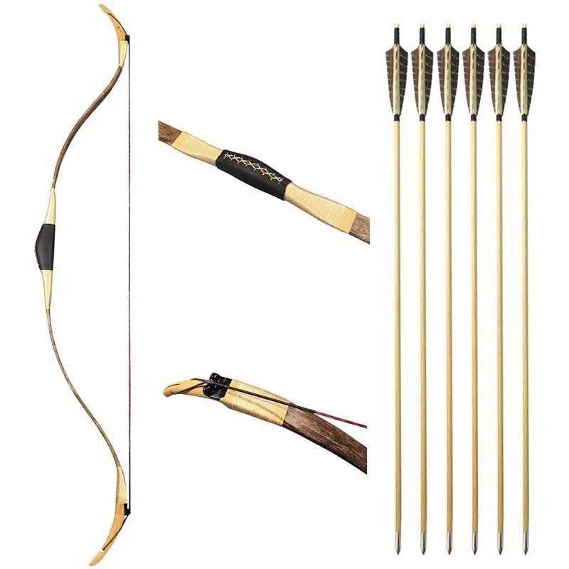 1 set of 20-40 pound traditional archery bow handcrafted long bow with ...